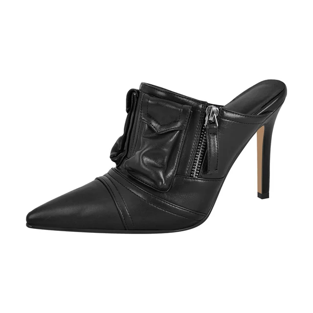 Onlymaker Women Denim Pointed Toe Stiletto Mules Sandals Slip On Thin ...