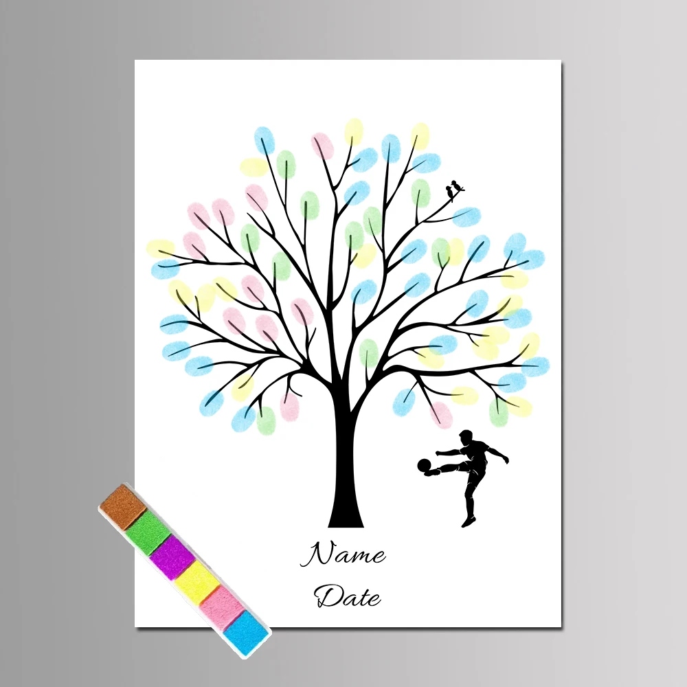 Personalized-Theme-Playing-Football-Boy-Fingerprint-Tree-Guest ...