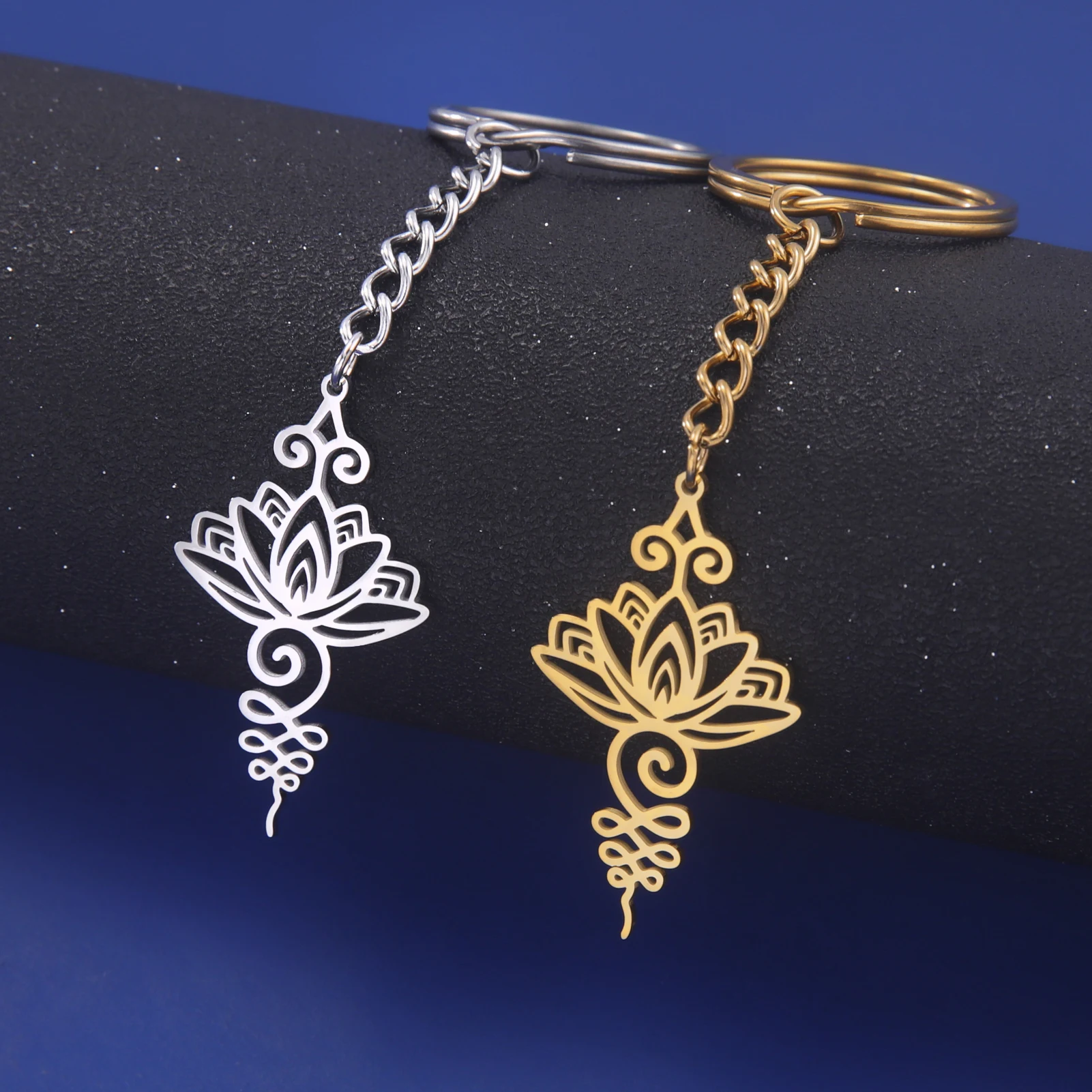 Skyrim-Unalome-Lotus-Flower-Car-Keychain-Yoga-Buddhism-Pendant-Keyring ...