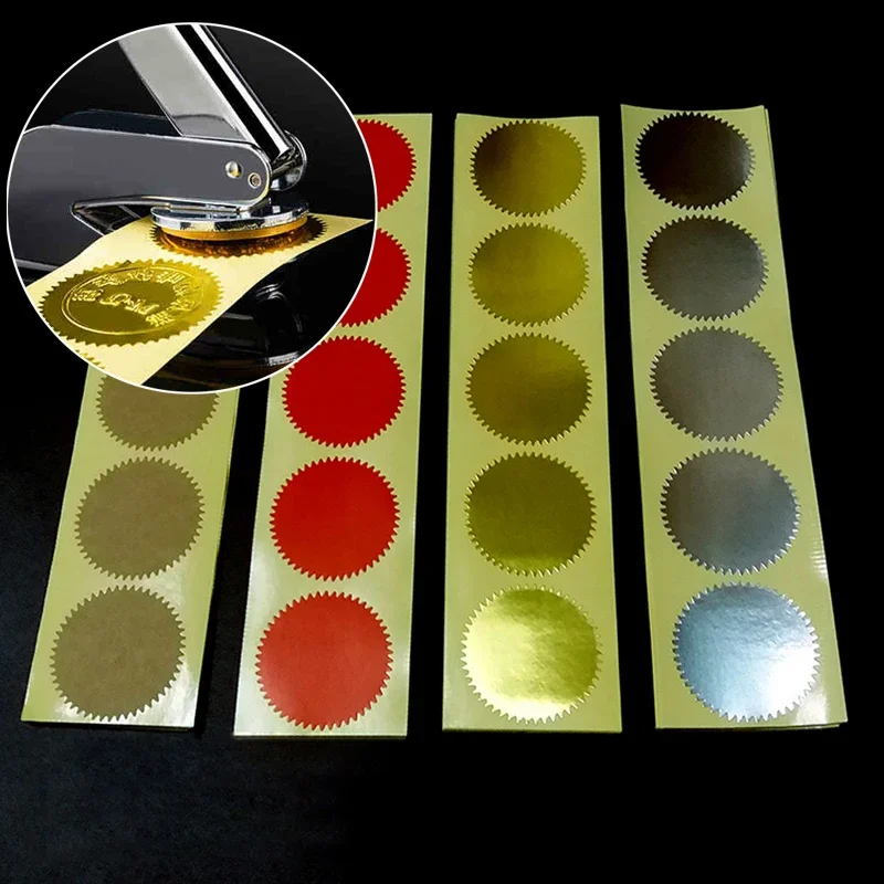 100Pcs Round Embossed Seal Stamp Sticker Certificate Gear Seal Sticker ...