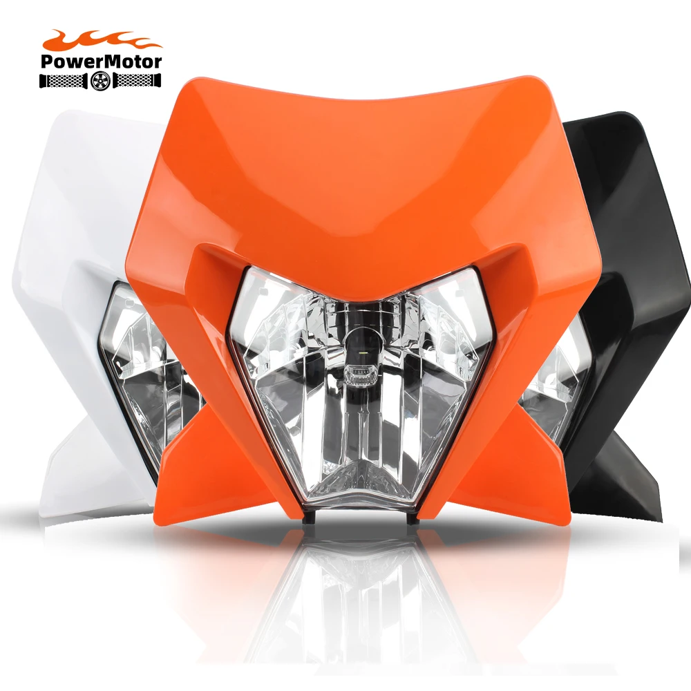 3 Color Motocross Motorcycle LED Headlight Plate Headlamp Fairing For ...