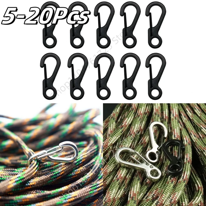 5-20Pcs Mini Carabiner Clip Metal Spring Snap Hooks Paracord Lanyard ...