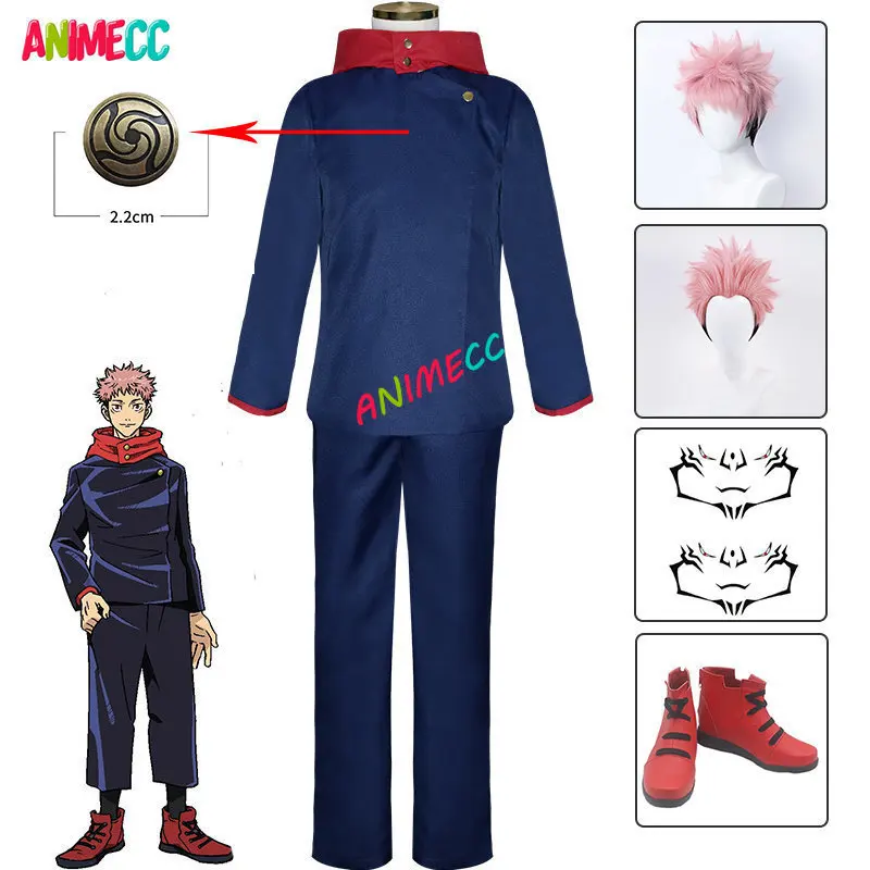 ANIMECC Jujutsu Kaisen Itadori Yuji Cosplay Costumes Wig Shoes Tattoo ...