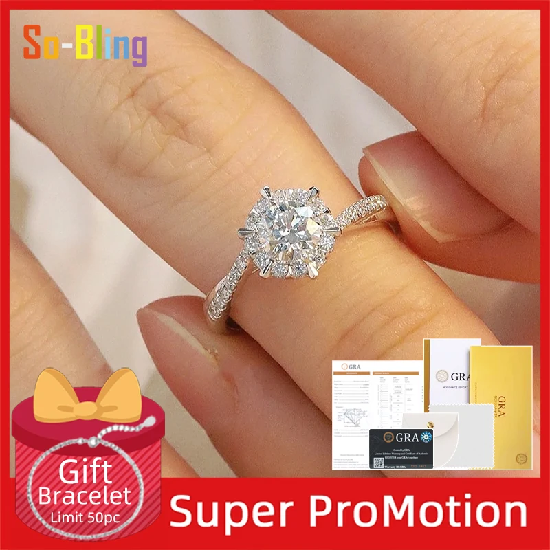 So-Bling 1/2ct 6.5/8mm D Color VVS Moissanite Ring For Women S925 ...