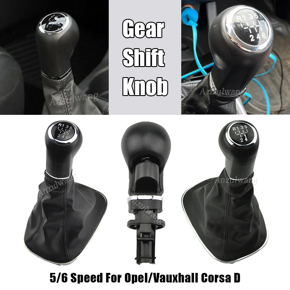 5-6-Speed-Car-Gear-Shift-Knob-Shifter-Gaitor-Boot-Cover-Black-Fit-For ...
