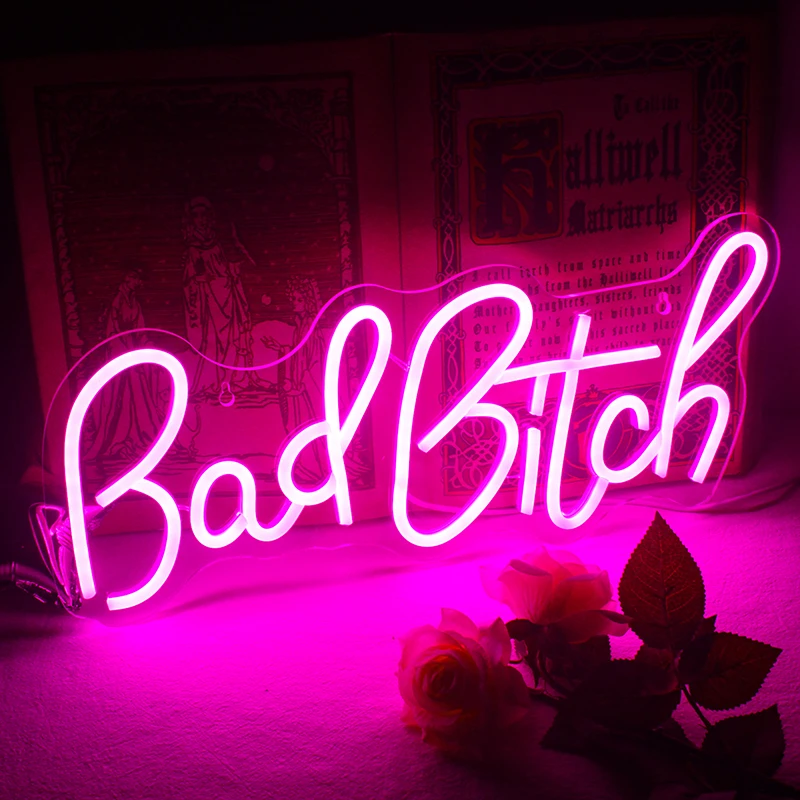 Wanxing Led Neon Bad Bitch Personality Signs For Wall Decor Usb Bedroom ...