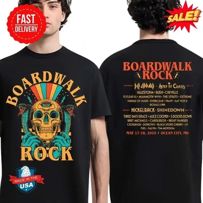 Boardwalk Rock 2025 Ocean City Md On May 17 18 Skull Lineup T Shirt S ...