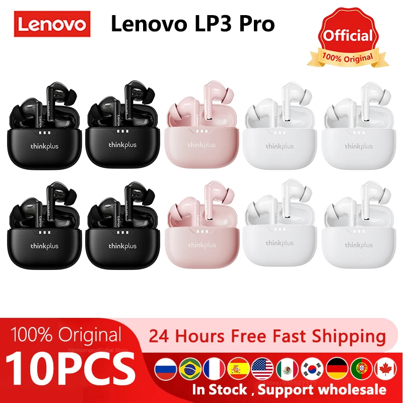 10pcs Lenovo LP3 Pro Atacado 2pcs Original lp3pro Sem Fio Bluetooth ...