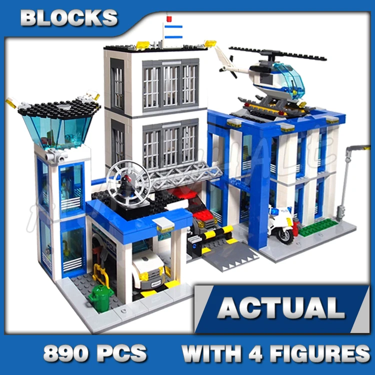 890pcs-City-Cop-Station-Control-Tower-Garage-Car-Helicopter-Motorbike ...