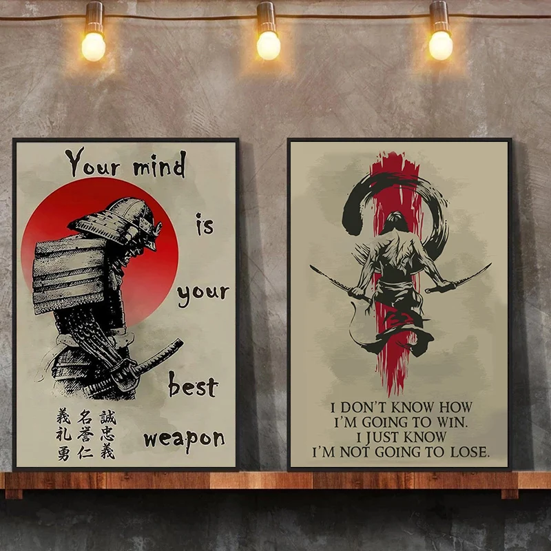 Bushido-Samurai-Sword-Canvas-Painting-Quotes-Vintage-Posters-Your-Mind ...