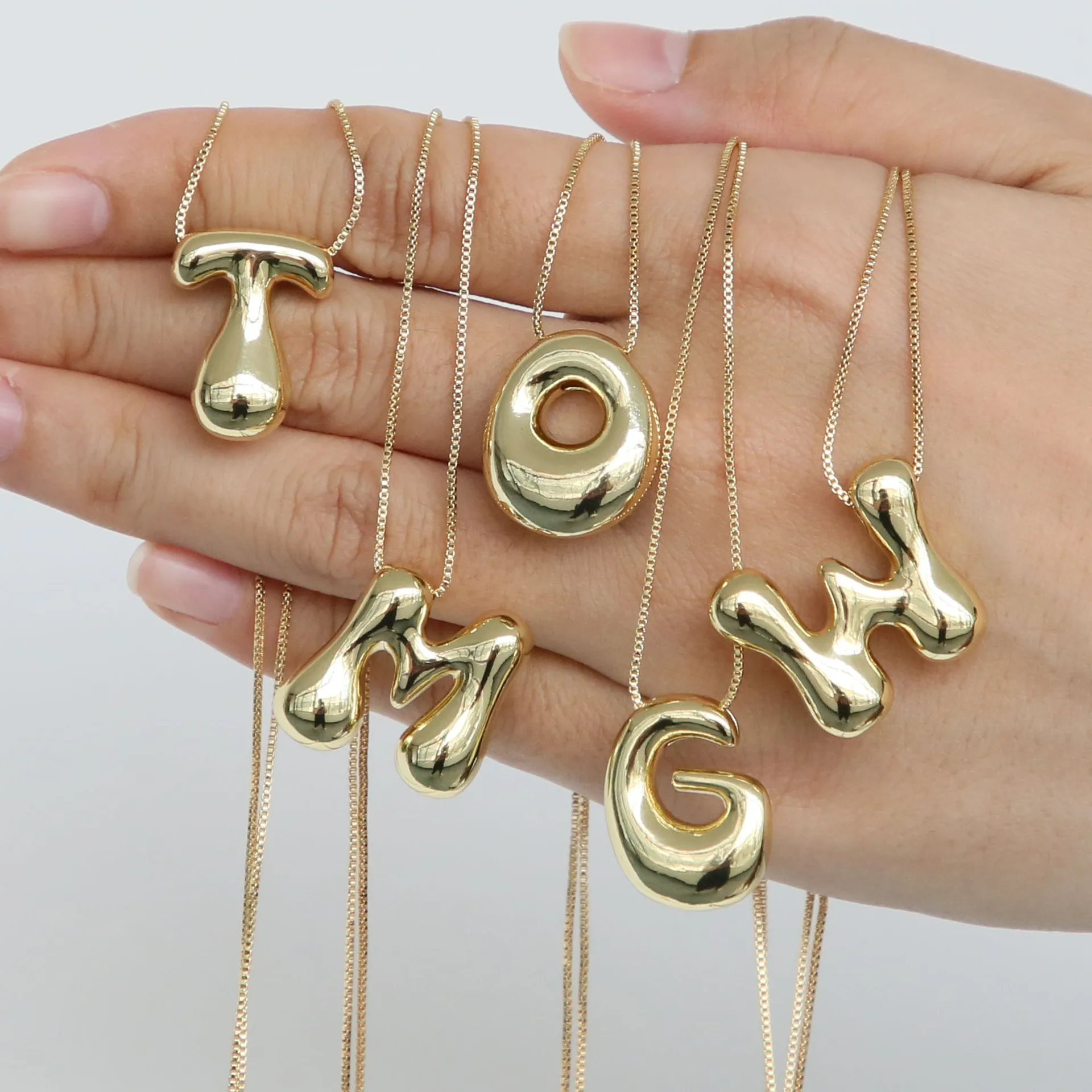 Dainty-Brass-Glossy-Balloon-Bubble-Initials-Necklace-for-Women-Cute ...