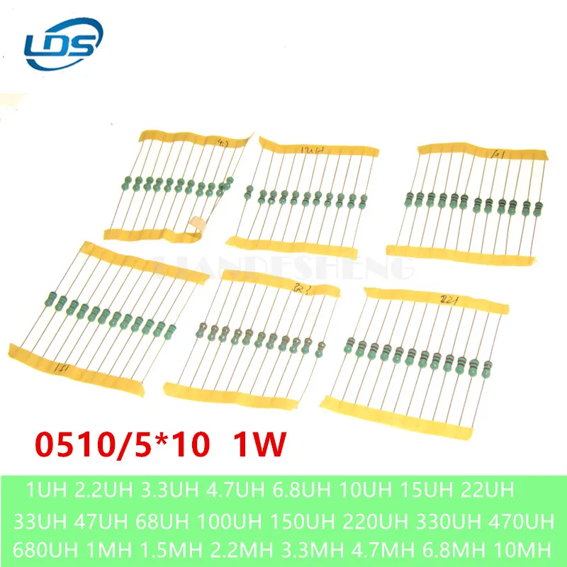 100PCS 0510 MERGULHO Cor Anel Indutor 1W 1mH 1uH 2.2uH 4.7uH 22uH47uH ...