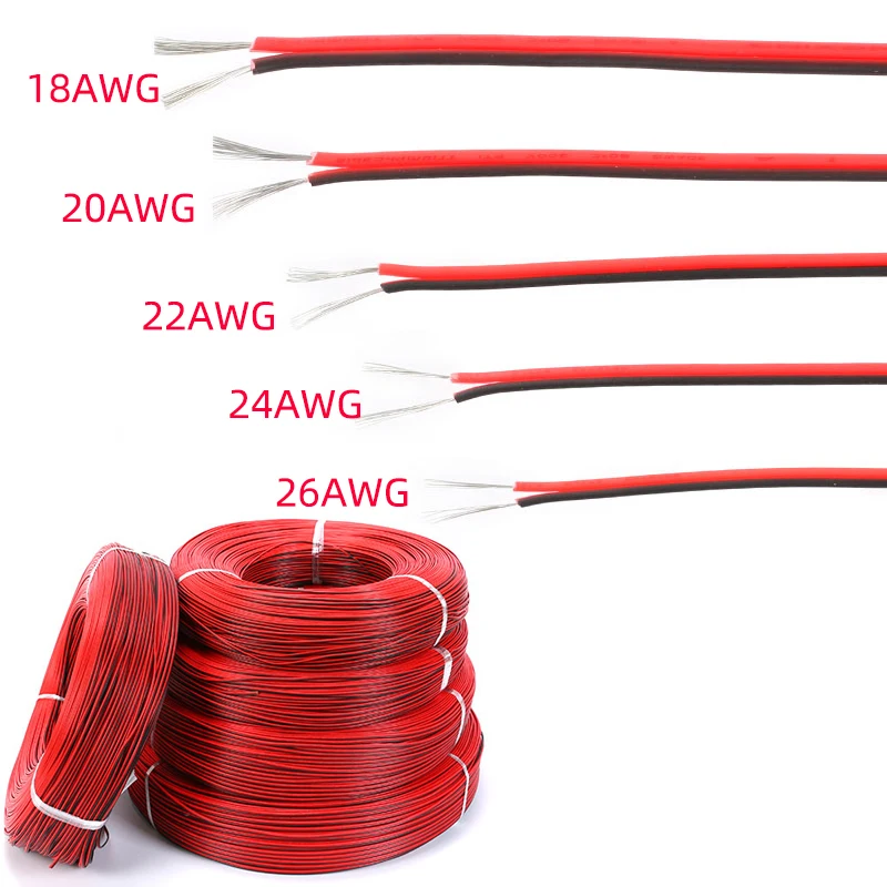 2-Pin-Electrical-Wire-Tinned-Copper-18-20-22-24-26-AWG-insulated-PVC ...