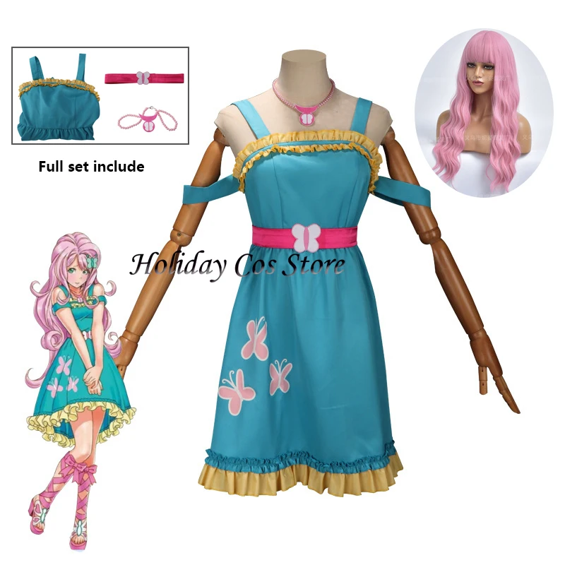 Fluttershy-Human-Anime-Cosplay-Costumes-Dress-And-Long-Pink-Wig-Role ...