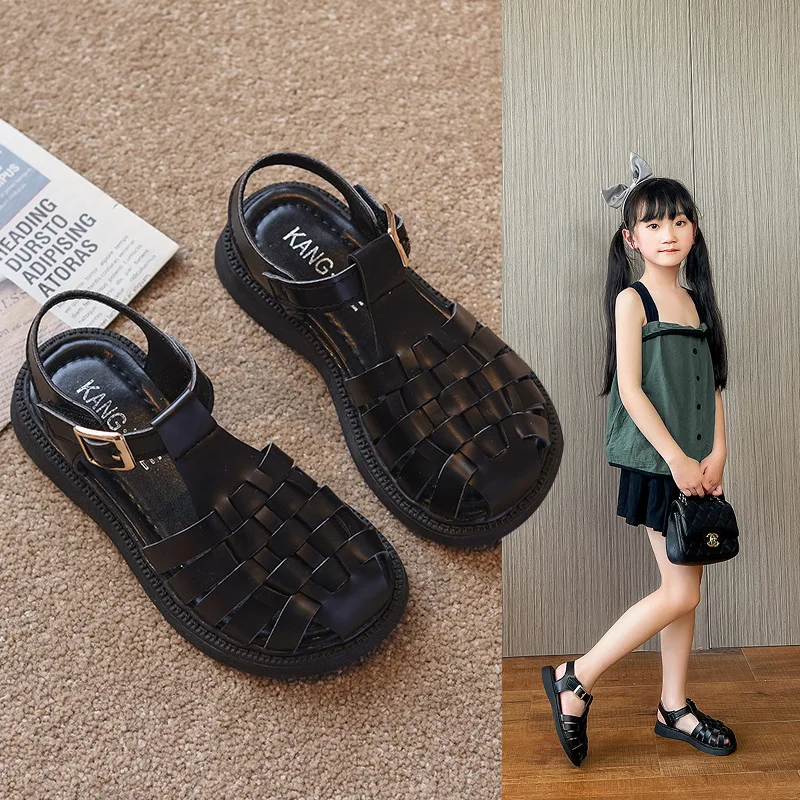 Girls Sandals 2022 New Little Princess Soft-soled Roman Shoes Little Girl Korean Version Of ...