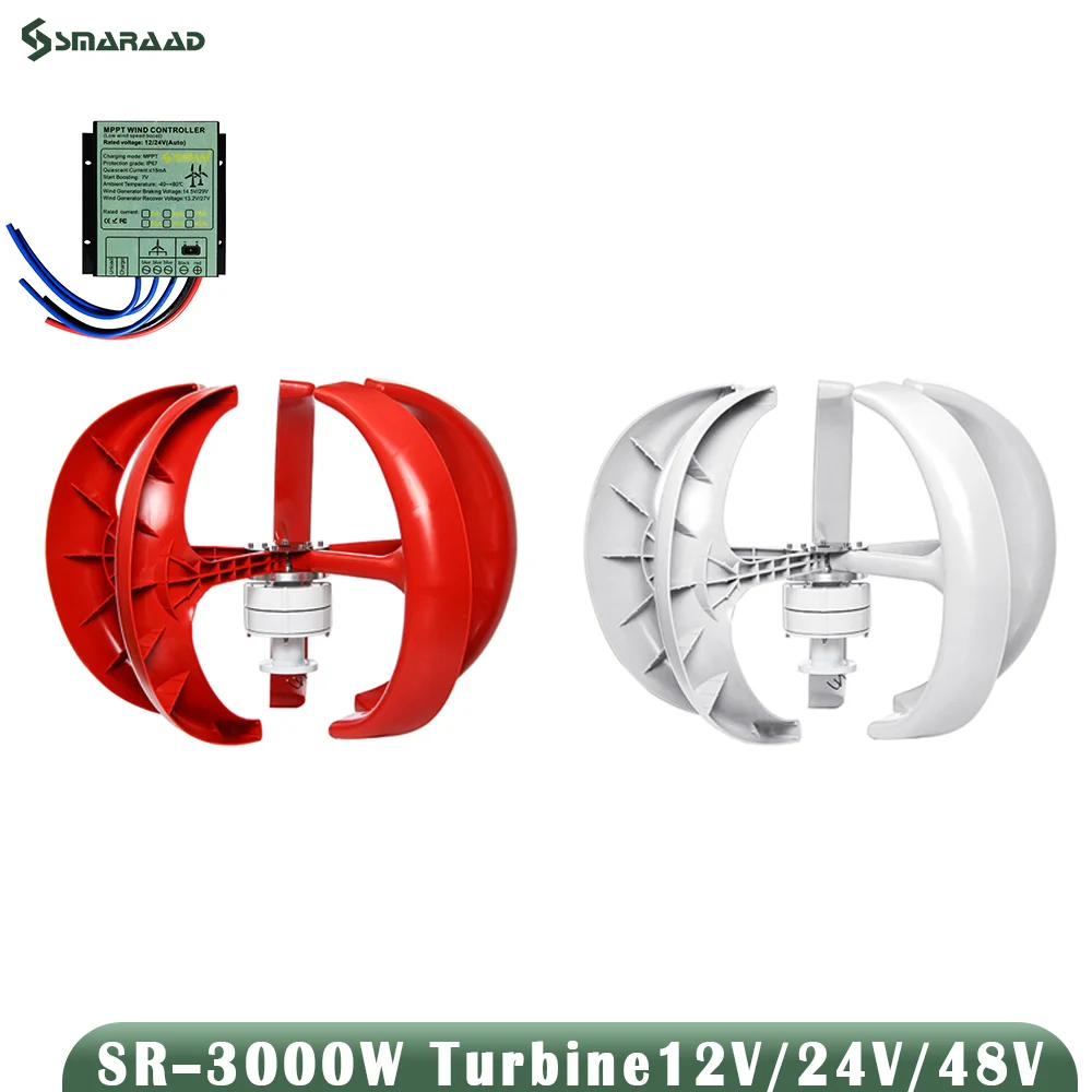 3000W 24V 48V Vertical Wind Turbine Small Wind Turbine Household Low ...