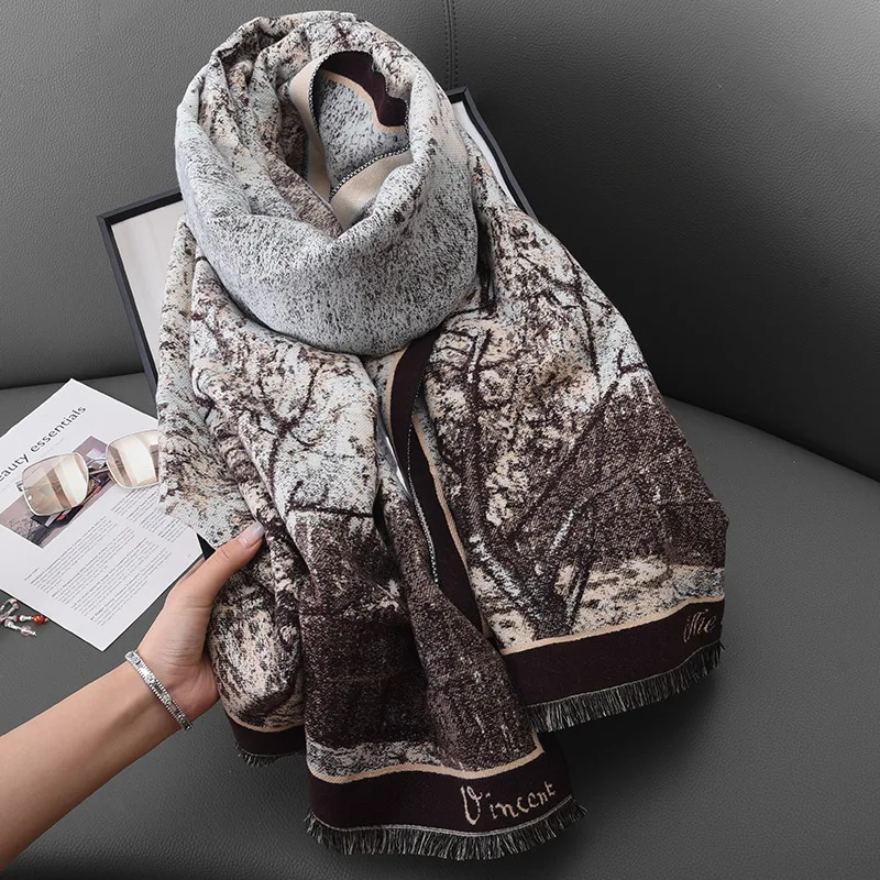 Winter-Scarf-Woman-Autumn-Winter-Apricot-Jacquard-Warm-Shawl-Light ...