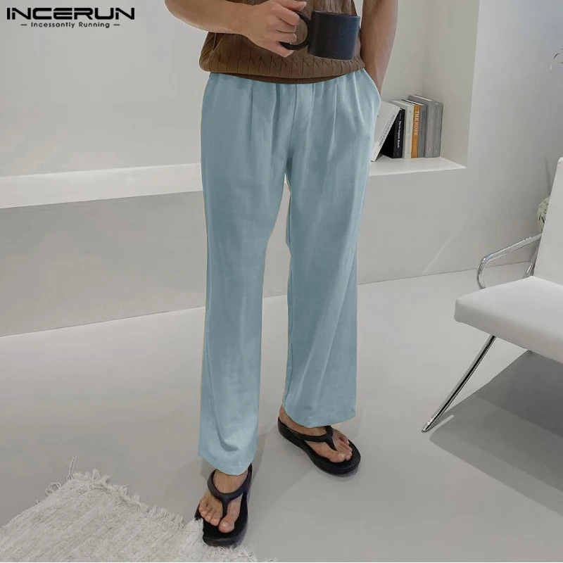 INCERUN-2024-Korean-Style-Pantalons-Stylish-Men-s-Straight-Leg-Long ...