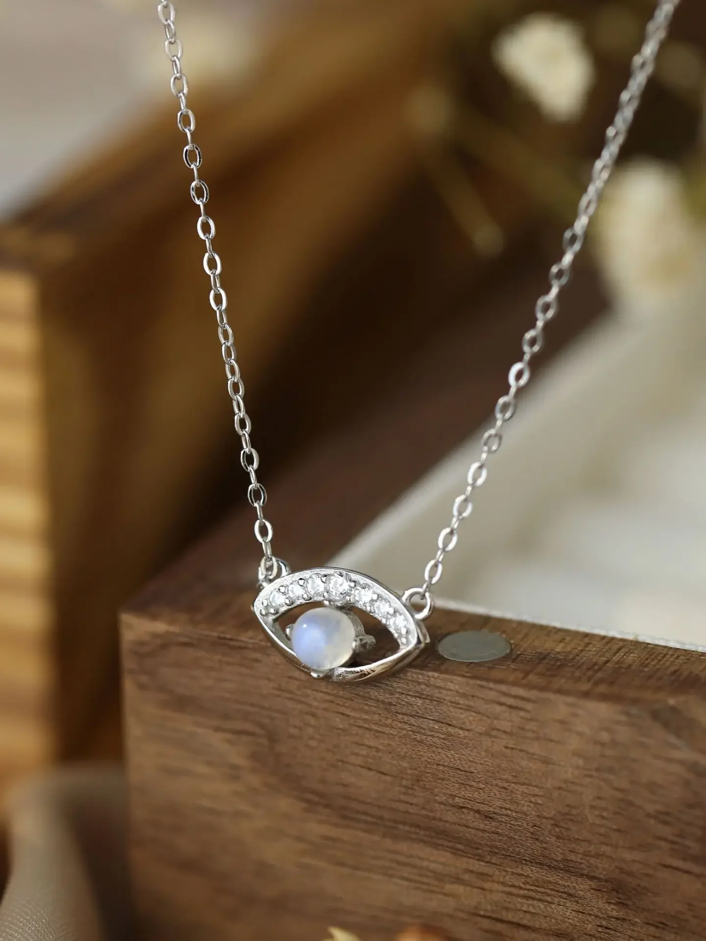 New-Product-Eye-shape-Women-s-Necklace-Made-of-Sterling-925-Silver ...