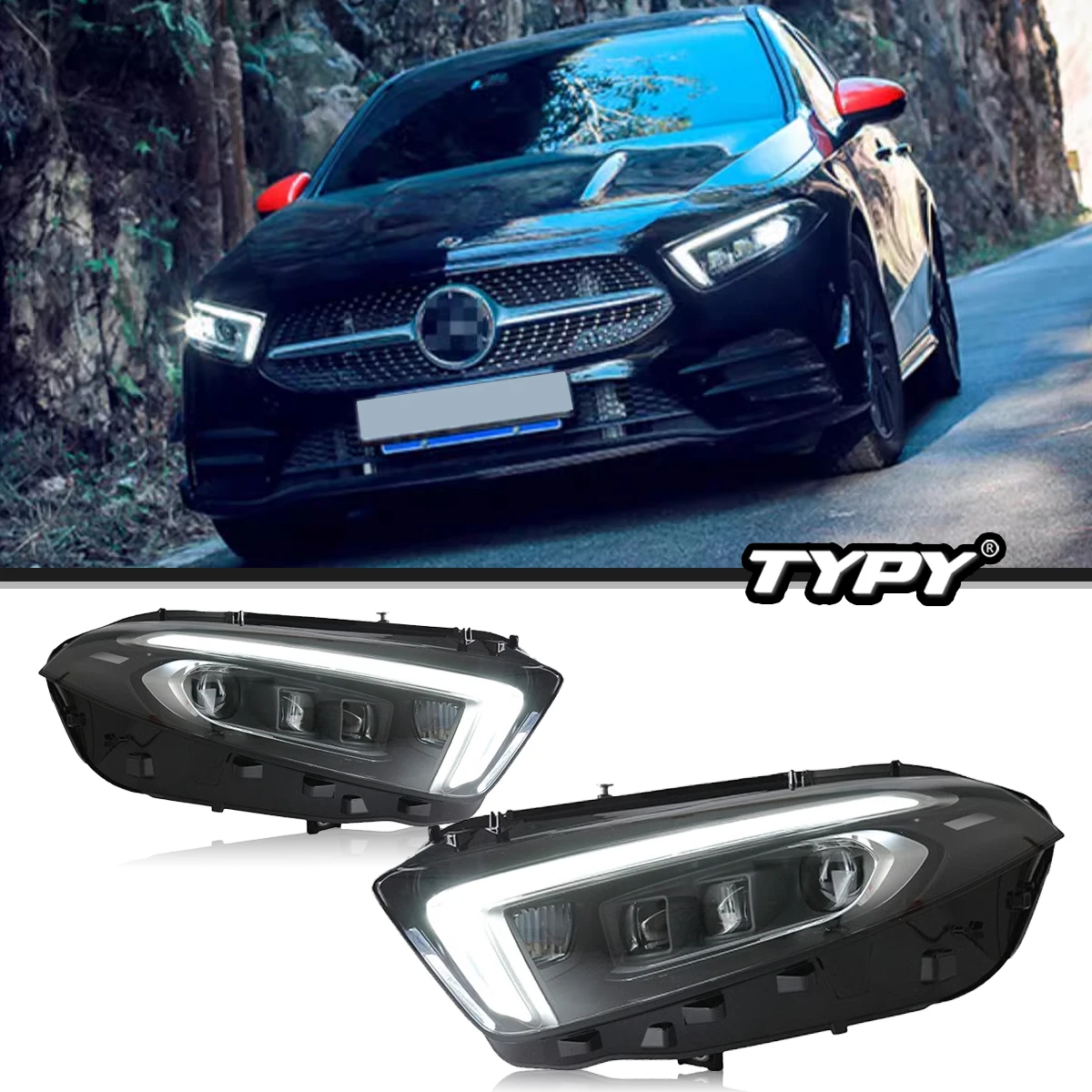 TYPY-Car-Light-For-Mercedes-Benz-A-Class-A180-Headlight-A200-Upgrade ...