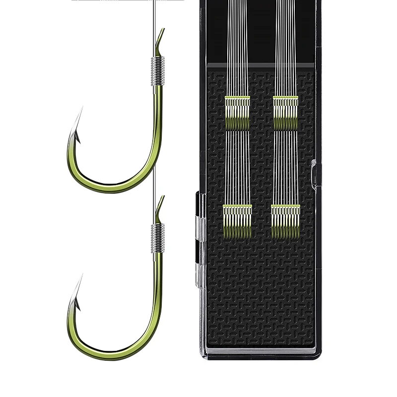 12-Paar-Angelhaken-mit-Tippet-Line-Drag-10kg-Set-Kohlenstoffs-tahl ...