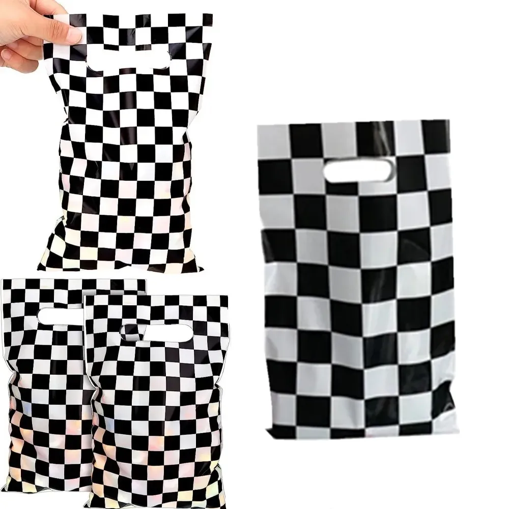 Preto-e-branco-Checkered-Party-Gift-Bags-para-crian-as-Tema-de-carro-de ...