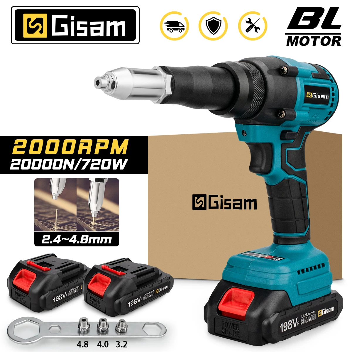 20000N-720W-Brushless-Electric-Rivet-Gun-2-4-4-8mm-Cordless-Rivet-Nut ...