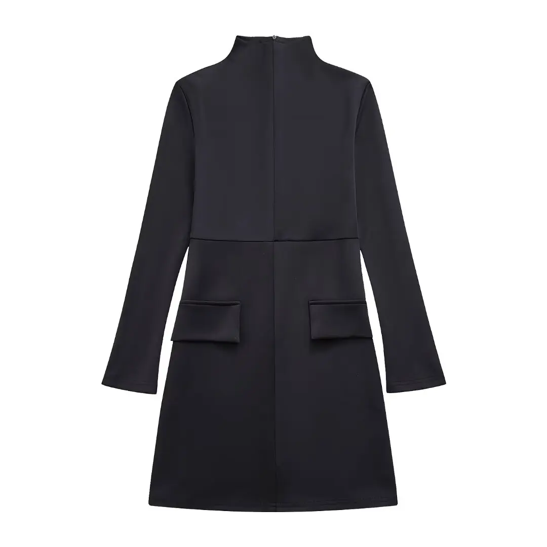 TRAF Black White Extreme Short Women Party Dress 2024 Spring Pockets ...