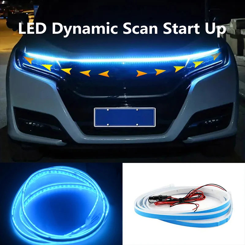 Car LED Daytime Running Light Scan Starting Car Hood Decorative Lights ...