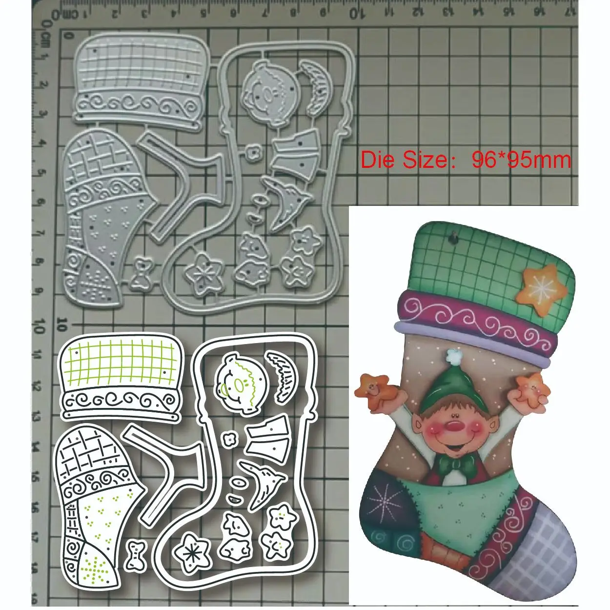 2023 New Metal Cutting Dies Dwarf Elf Stockings Decoration Scrapbook ...