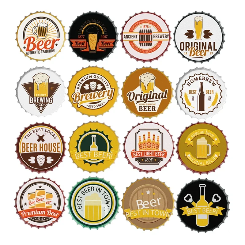 Original-Beer-Brewery-Tin-Sign-Circle-Decor-Plate-Beer-Bottle-Caps-Wall ...