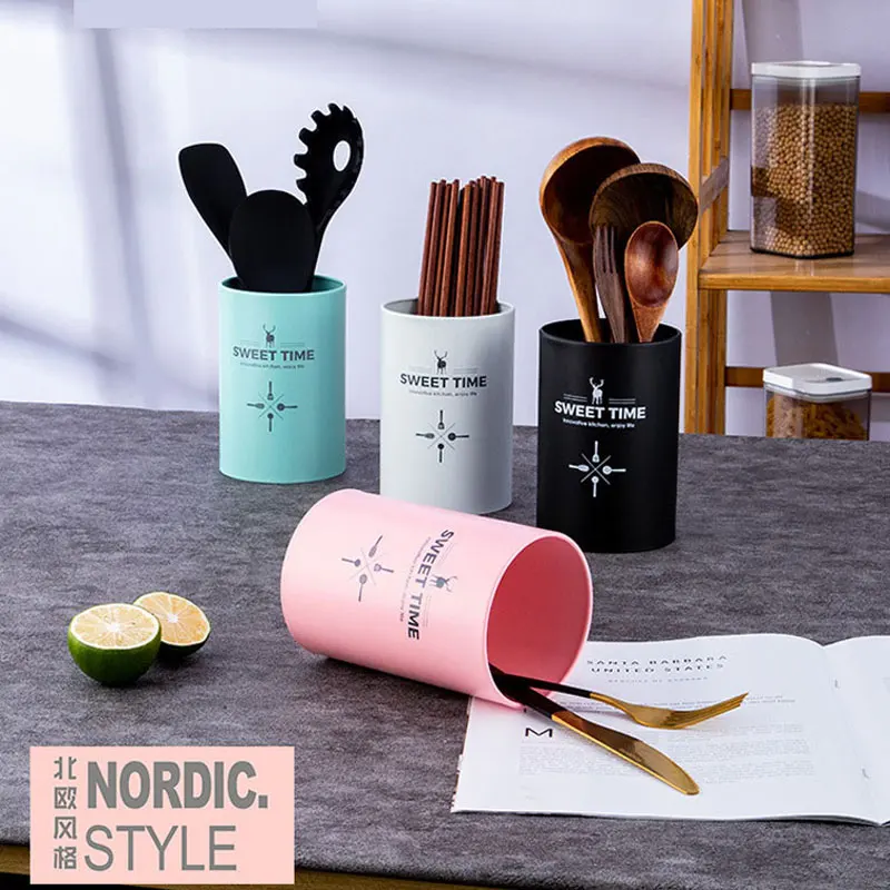 European-Style-Standing-Cutlery-Utensil-Holder-Drainer-Stainless-Steel ...