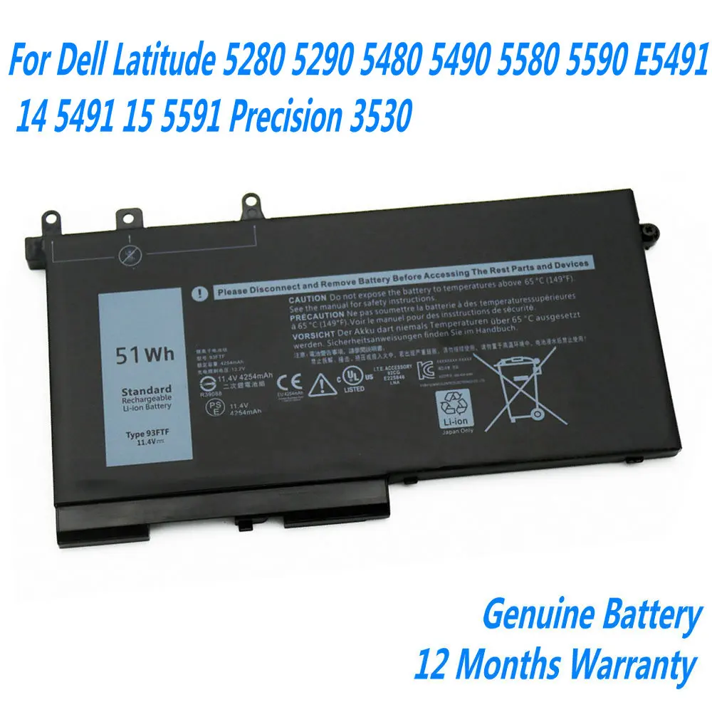 NEW-93FTF-Laptop-Battery-For-Dell-Latitude-5280-5290-5480-5490-5580 ...