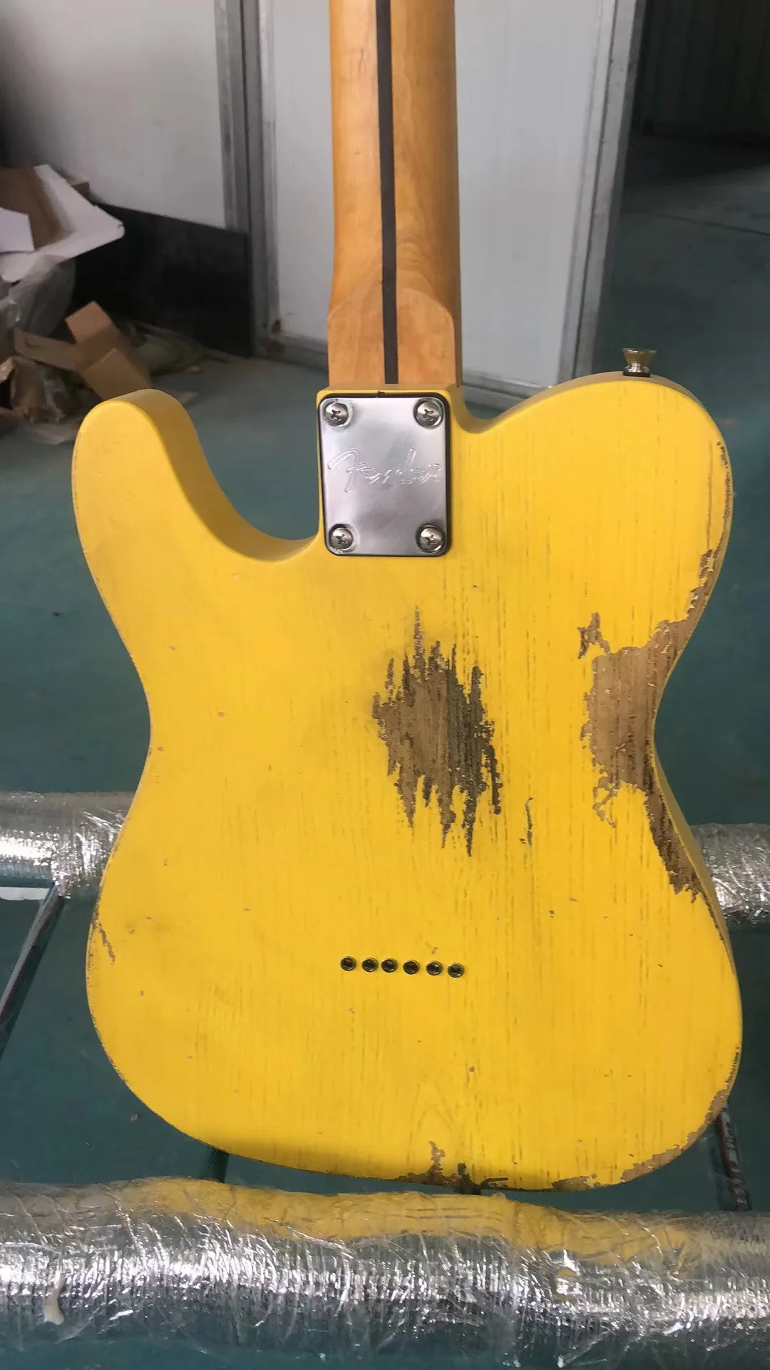 Aged-Yellow-6-Strings-Tl-Electric-Guitar-Alder-Body-Maple-Neck-Chrome ...