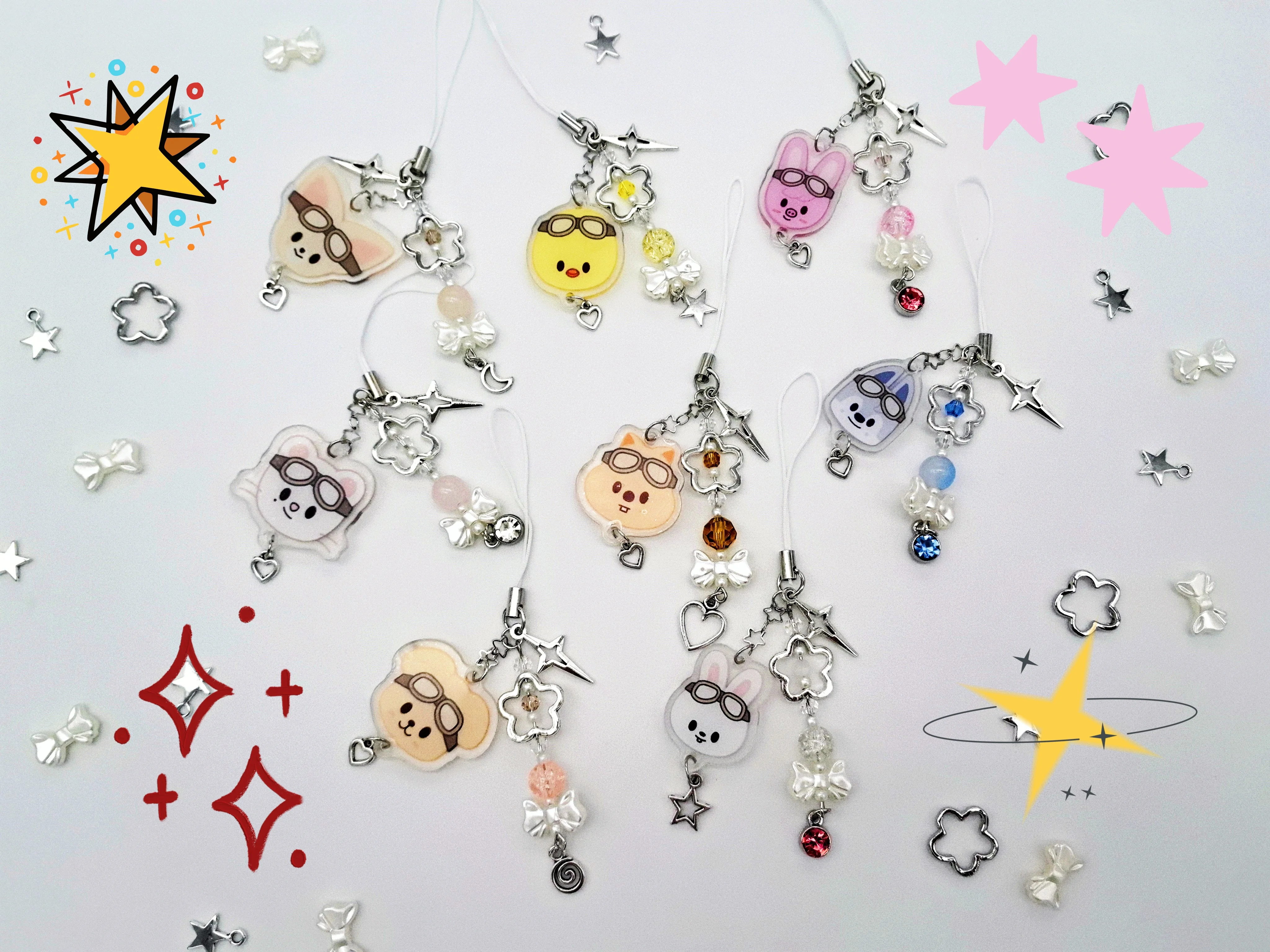 Kawaii bow skz kids inspired keychain, stray children's acrylic ...