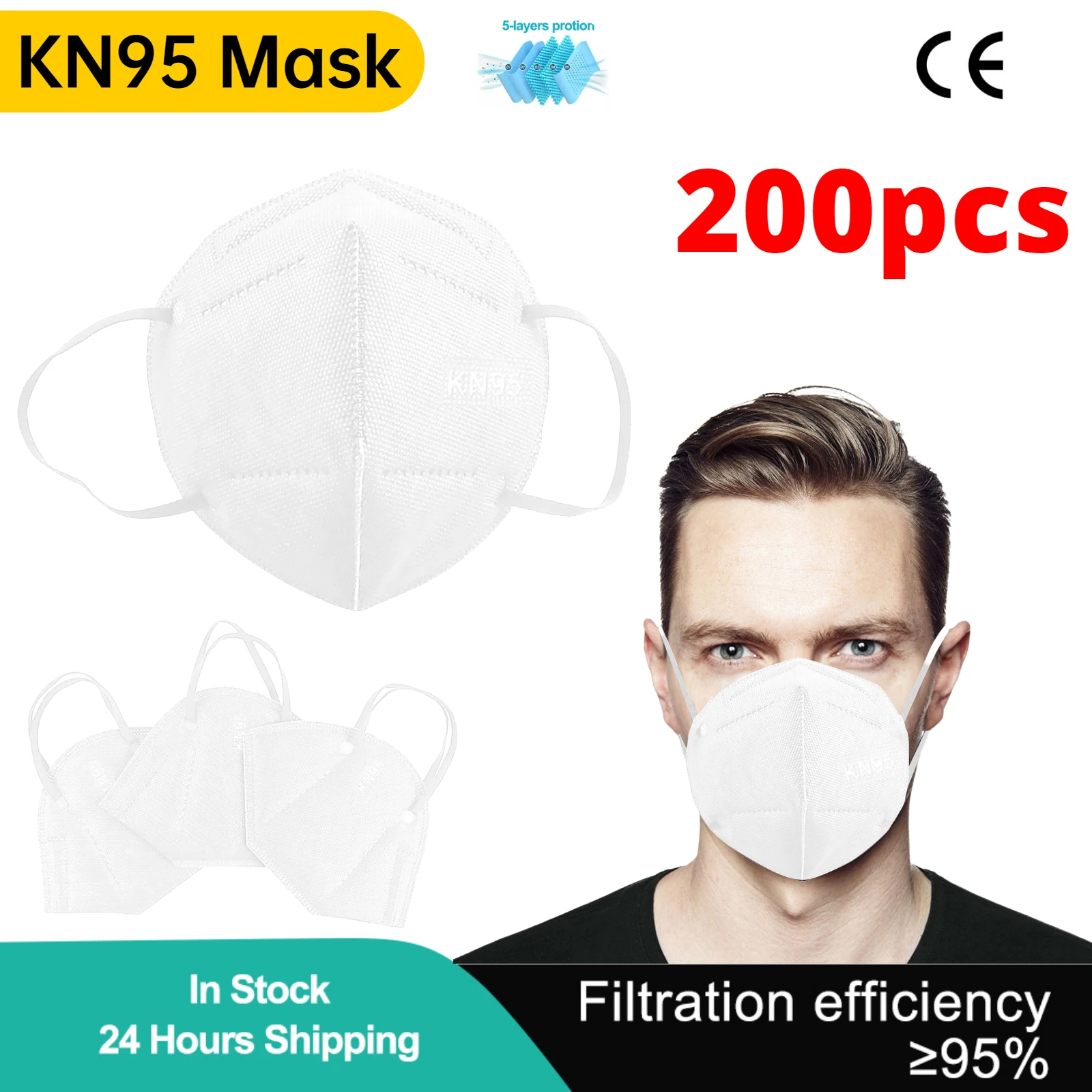 10-200PCS-Mask-KN95-Mascarillas-FPP2-Adult-5-Ply-Reusable-Face-Mask-KN ...