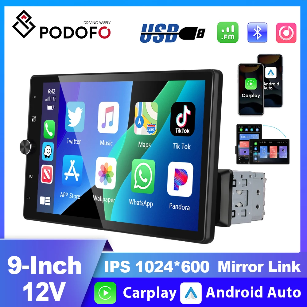 Podofo-10-4-HD-Capacitive-Touch-Screen-1-Din-manual-rotation-Car-Stereo ...