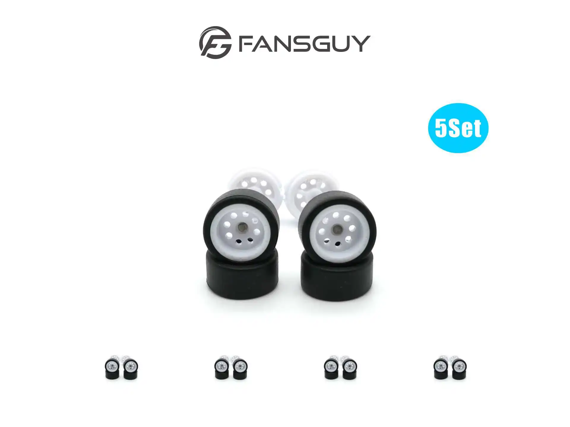 FANSGUY 5Set 11.2mm 1/64 Alloy Car Wheels Detachable Smooth Tires Black ...
