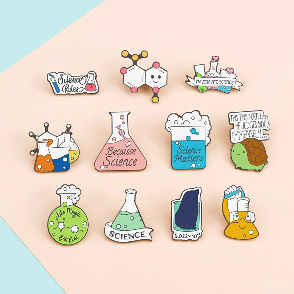 Science-Enamel-Pins-Cartoon-Chemistry-Experiment-Badge-Element ...