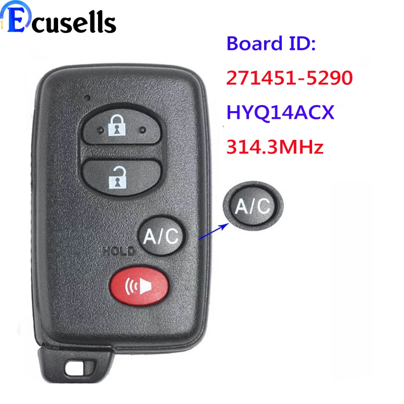 271451-5290 Smart Keyless Remote Key Fob 4 Buttons 314.3mhz Fcc ...