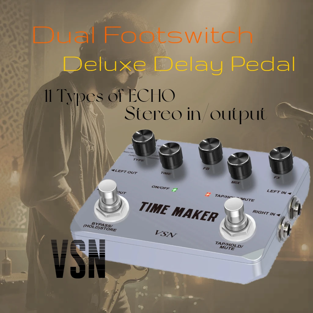 VSN-Guitar-Dual-Footswitch-Pedal-Effects-Delay-11-types-Echo-Effector ...