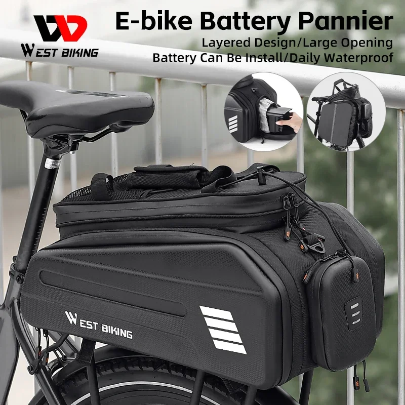 WEST-BIKING-Electric-Bike-Battery-Carrier-Bag-Expandable-Pannier-Rear ...
