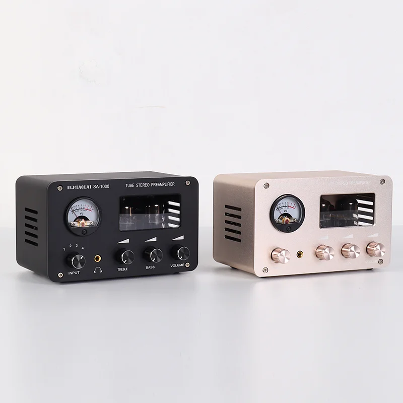 Audiophile Tube Preamp 4-input 2-output HIFI Preamp with Built-in VU ...
