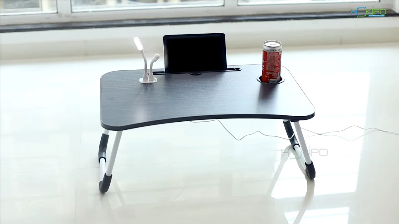 Multi-Purpose Foldable Laptop Table with USB Charging Port, Storage ...