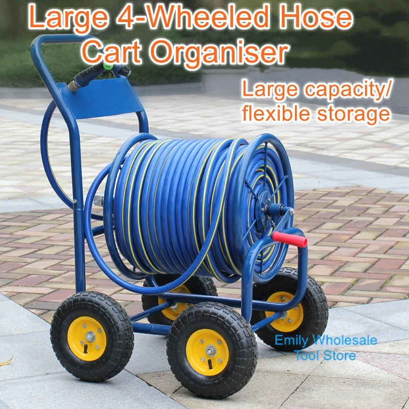 Four-wheeled-all-metal-hose-organizer-car-watering-nozzle-winding-hose ...