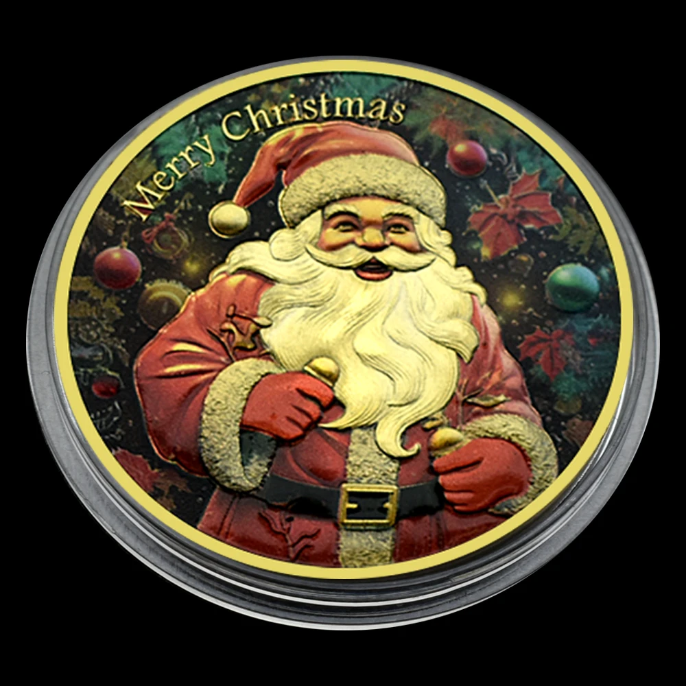 2024-Merry-Christmas-Santa-Claus-Gold-Plated-Commemorative-Coins-Elk ...