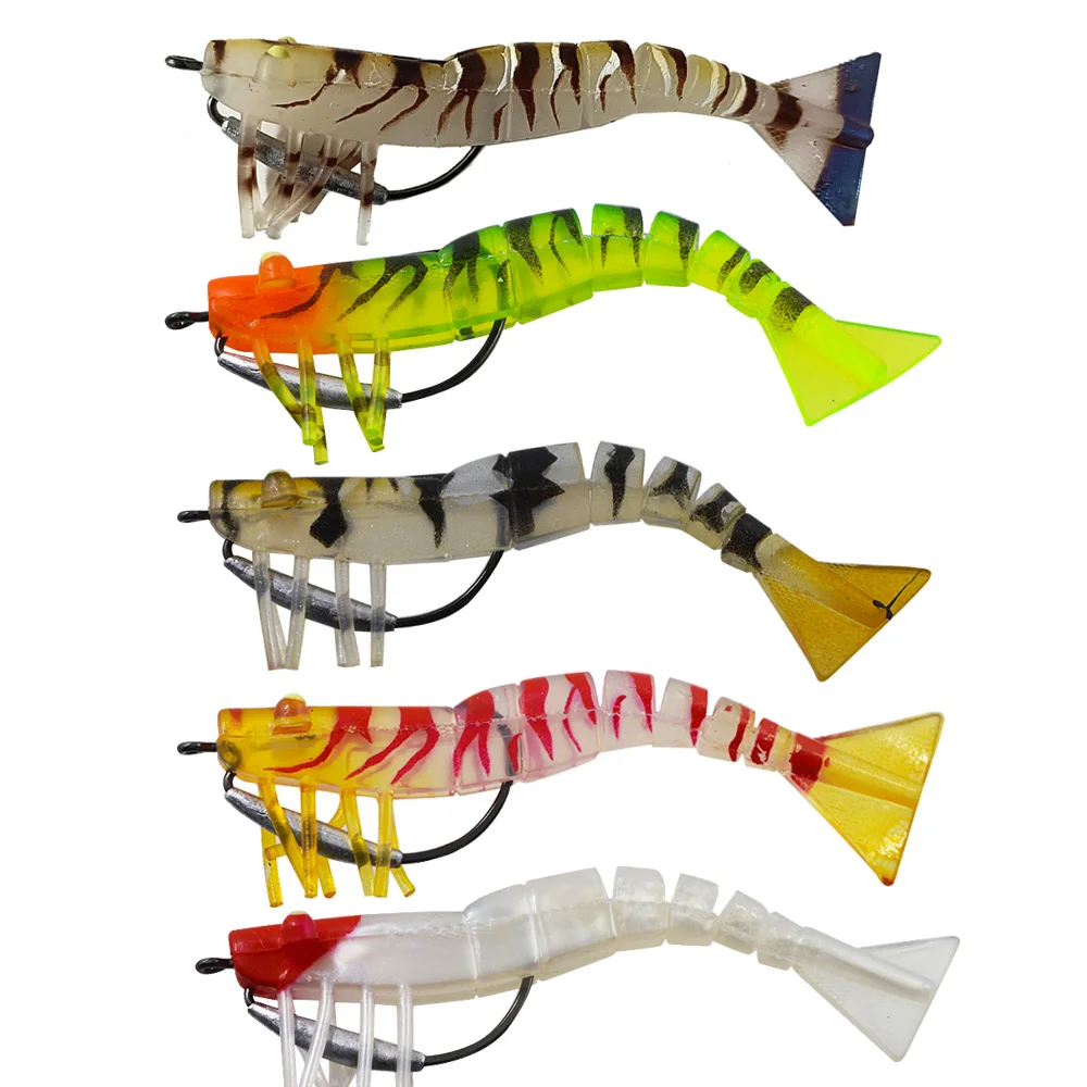 Kmucutie Fishing Sinking Knotty Soft Prawn Lure VMC Hook 5/0 12cm 17g ...