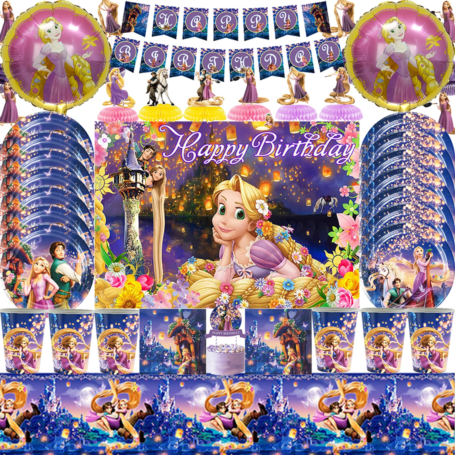Tangled-Rapunzel-Princess-Girls-Birthday-Party-Supplies-Disposable ...