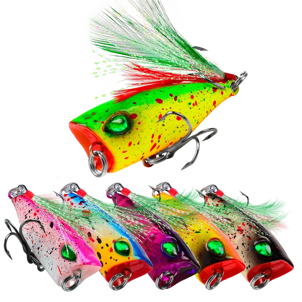 Mini Popper Fishing Lures 4.3cm 4g Topwater Hard Bait Artificial ...