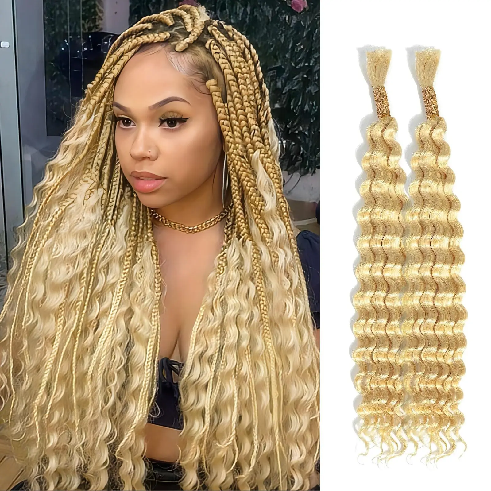 613-Blonde-Human-Braiding-Hair-For-Boho-Braids-Deep-Wave-Crochet-Human ...